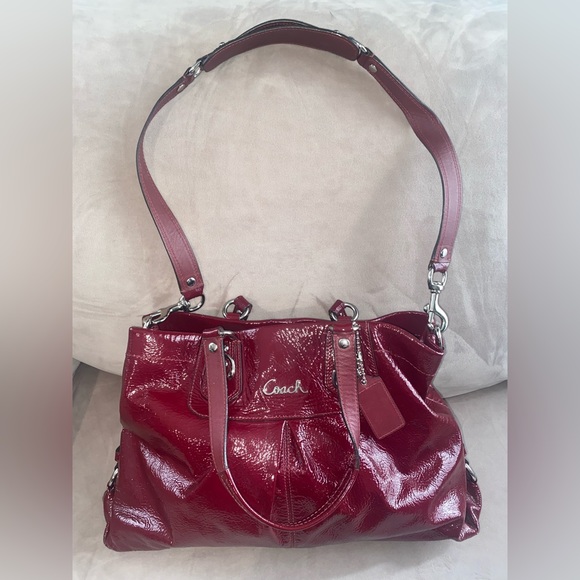 Coach | Bags | Coach Ashley Crimson Red Patent Leather Carryall 5516 ...